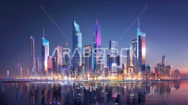 An imaginative future view of towers and skyscrapers in the Kingdom of ...