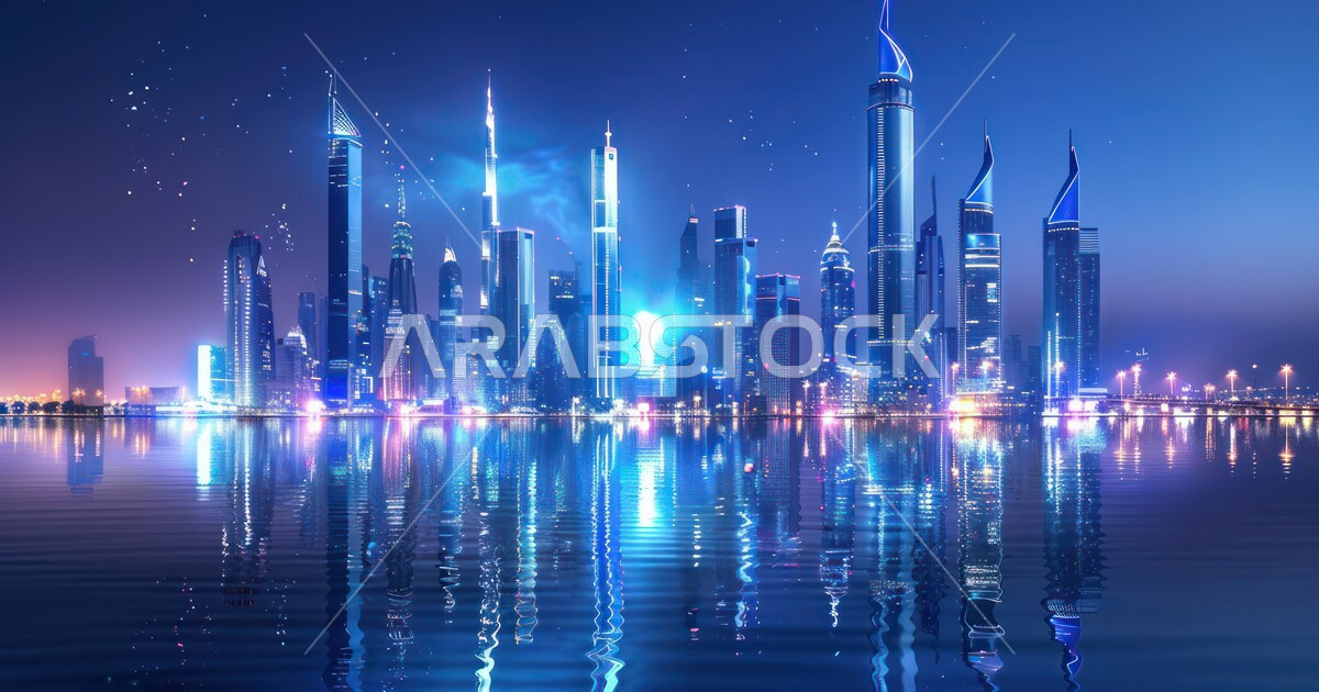 An imaginative future view of towers and skyscrapers in the Kingdom of ...