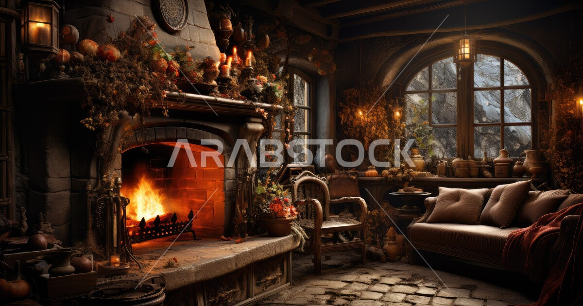 Wood burning fireplace in a living room with modern contemporary ...