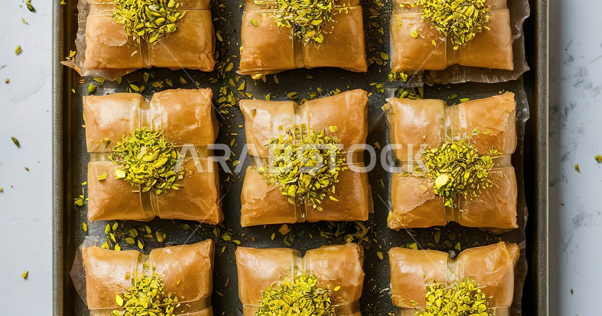 Delicious Saudi sweets with pistachios and nuts, hospitality for ...