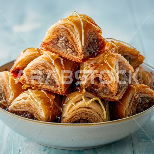 Oriental Arabic food recipes, delicious traditional baklava pieces ...