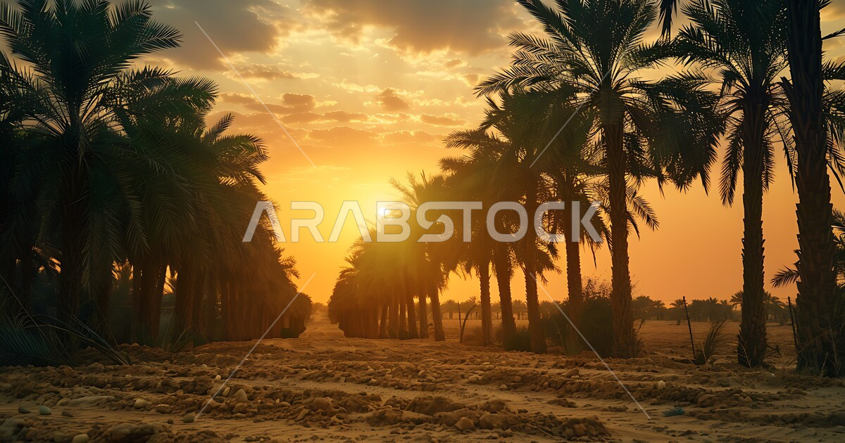 Agricultural fields and lands, local Arab national product, Saudi dates ...