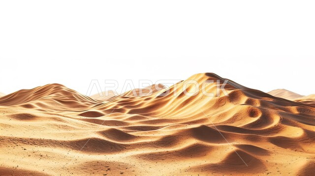 Hills and sand dunes in desert areas, desert landscapes in the Arabian Peninsula, soft golden ...
