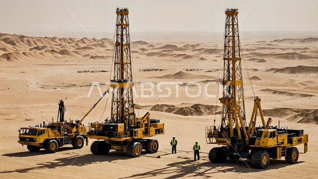 Huge cranes and drilling machines for extracting oil and oils, an ...