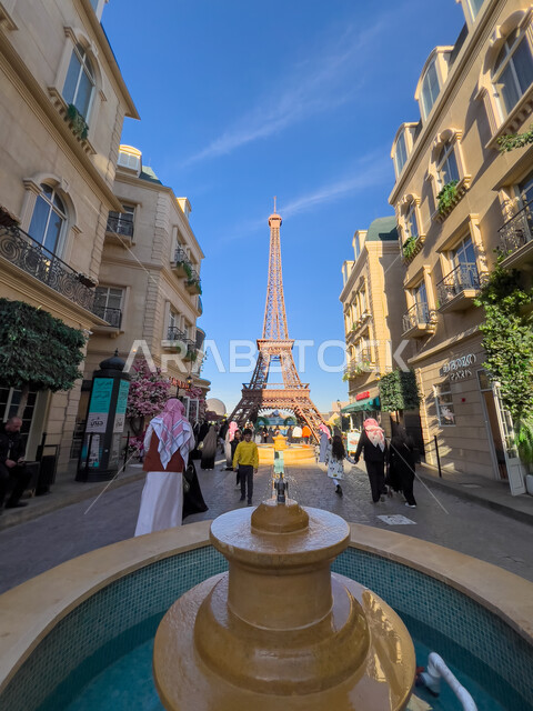 A model of the Eiffel Tower in the France Corner on Boulevard World in ...