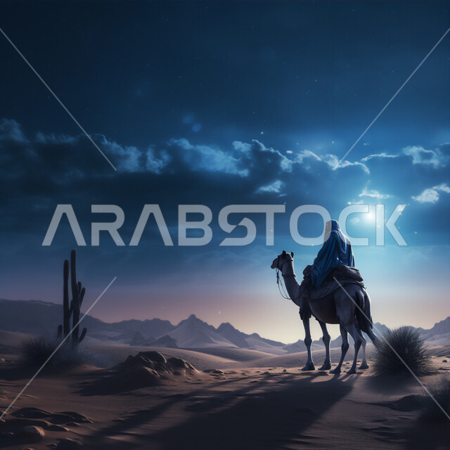 Livestock breeding and care, ancient means of transportation, moonlight ...