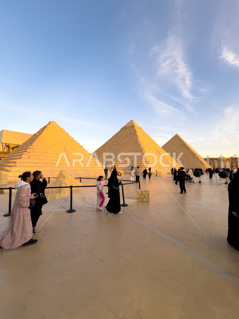 Pyramids and stone sculptures, historical monuments and landmarks in ...