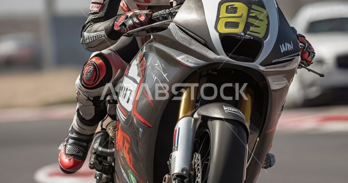 Fast bike riding hobby, a young Saudi Arabian Gulf woman wearing ...