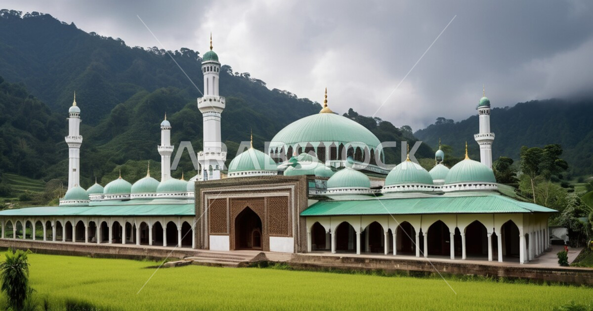 An ancient mosque surrounded by nature, the concept of worship and closeness to God Almighty, an ...