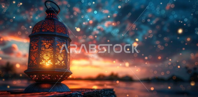Traditional Arabic lights and lamps, spiritual atmosphere in holy days ...