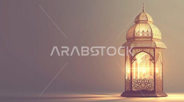 Luminous metal traditional Arabic lights and lamps, preparing to ...