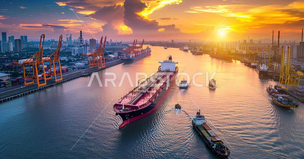 Container and commercial cargo loading and loading terminal, cargo port ...