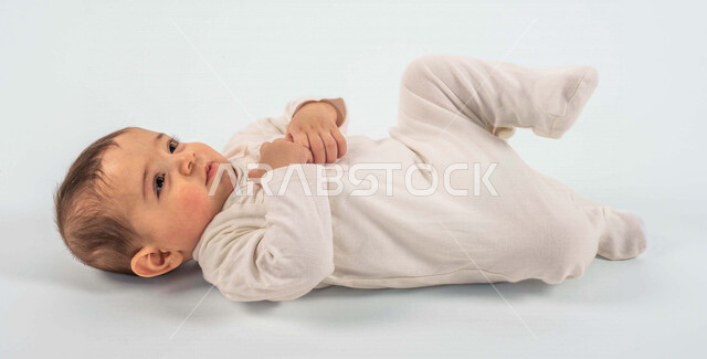 Portrait of a cute Saudi Arabian Gulf baby, portrait of a cute little ...