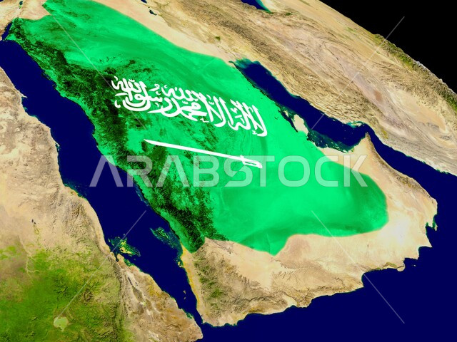 Location of Saudi Arabia among the countries of the world, green ...
