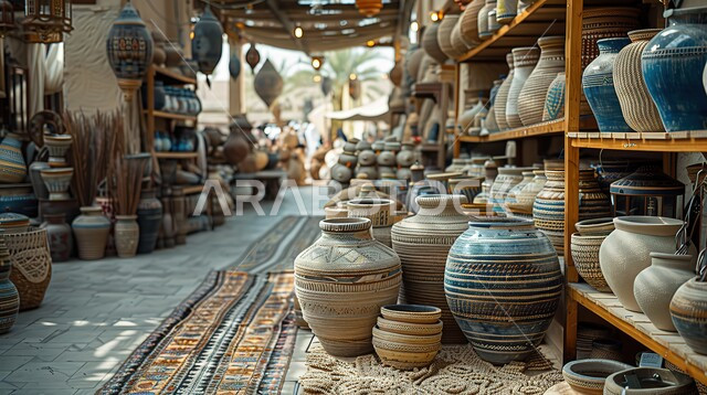 Hand tools made of straw, popular markets in the village of Ash-Shaqra ...