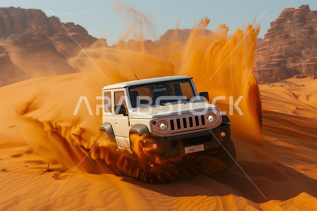 Off-roading hobby, four-wheel drive vehicle adventures in the deserts ...