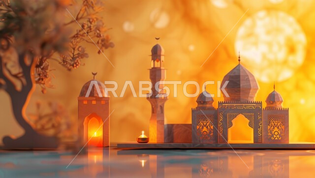 Islamic religious designs, a three-dimensional model of an Islamic ...