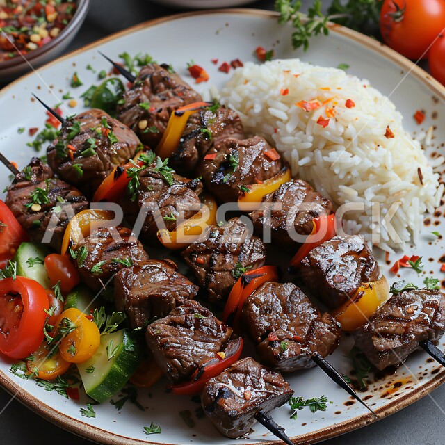 Delicious oriental cuisine, food presentation arts in Saudi Arabia ...