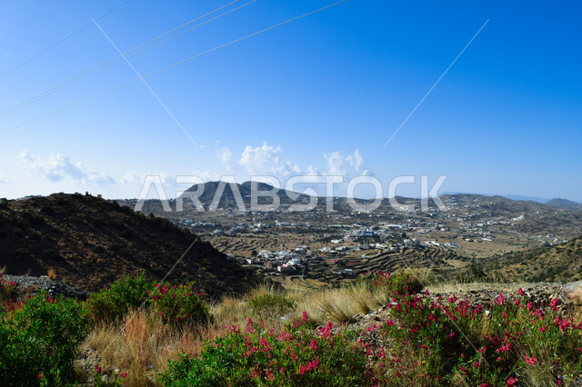 The mountainous environment of the Abha region in Asir, green nature ...