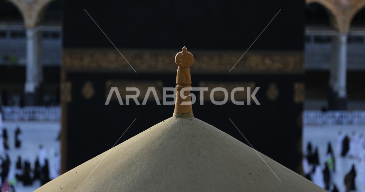 The Kaaba in Mecca, sacred Islamic religious landmarks, close-up of the ...
