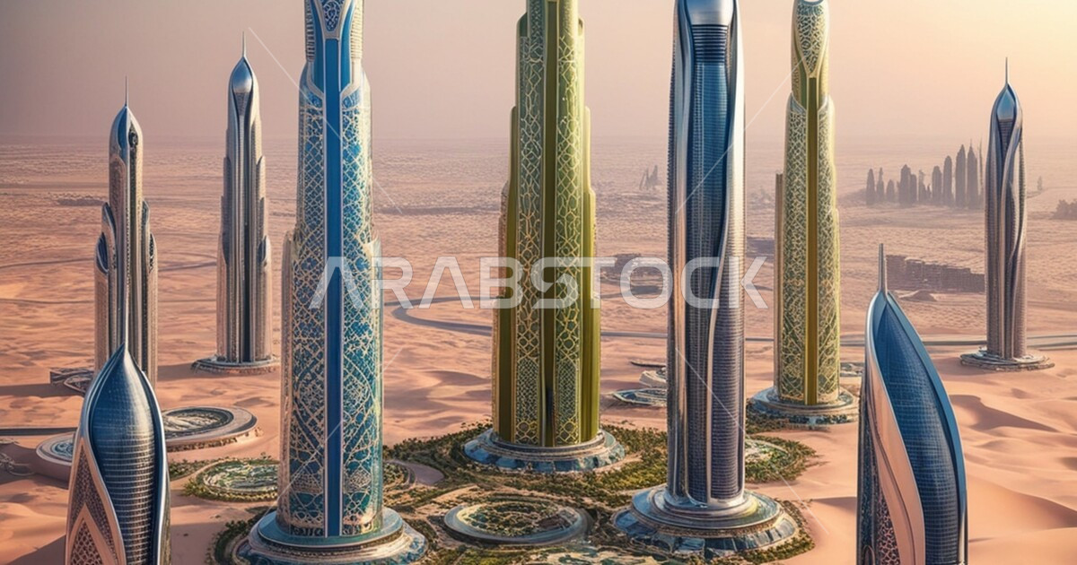 Towers, buildings and illuminated commercial facilities, Saudi Vision ...