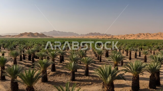 Palm trees in agricultural lands and fields, agricultural heritage in ...