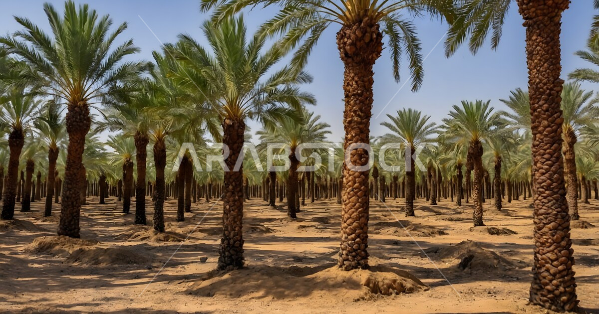 Palm trees in agricultural lands and fields, agricultural heritage in ...