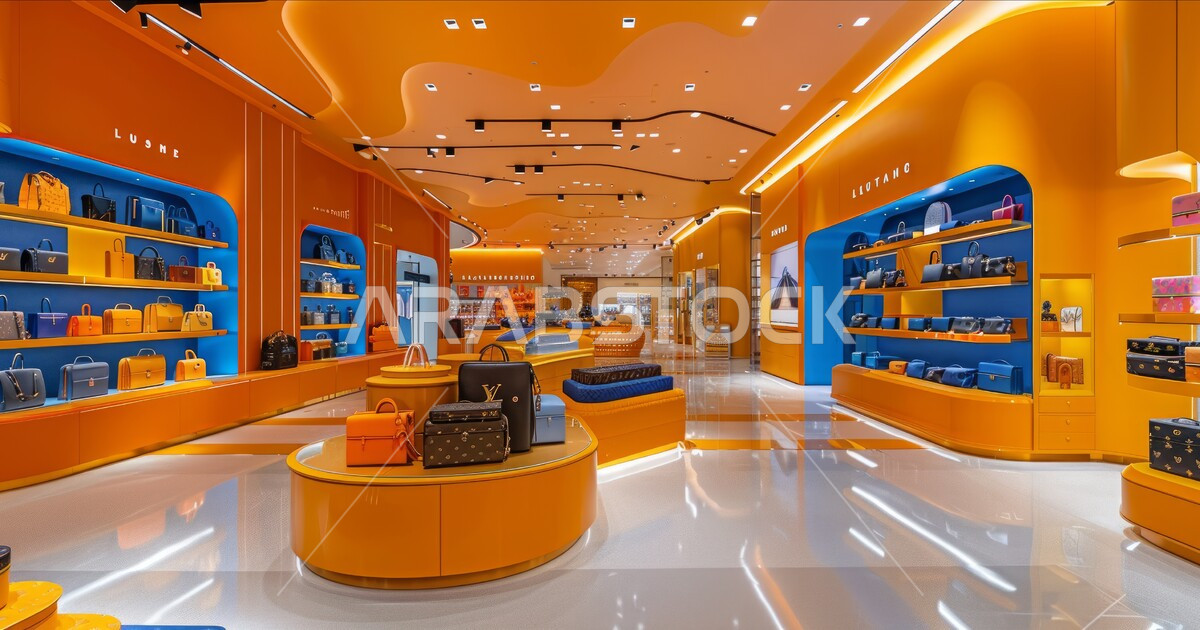 Luxury handbag store lounge interior design with attractive décor ...