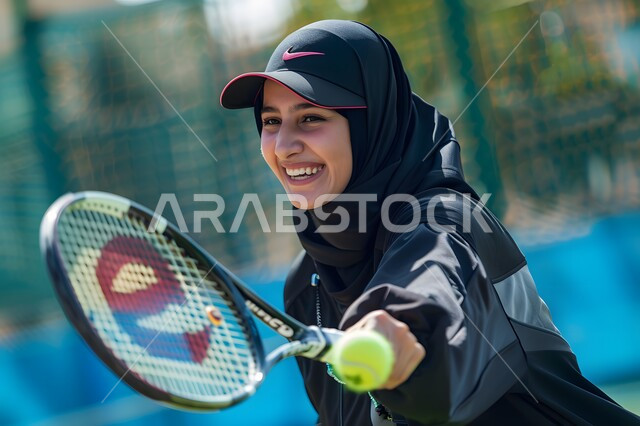 The concept of focus and quick wit, a veiled Saudi Arabian Gulf girl ...