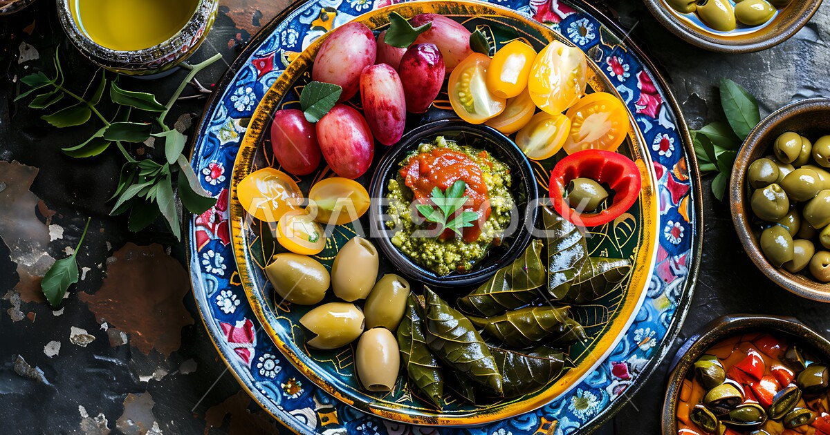 Delicious cold vegetarian appetizers, traditional popular foods and ...