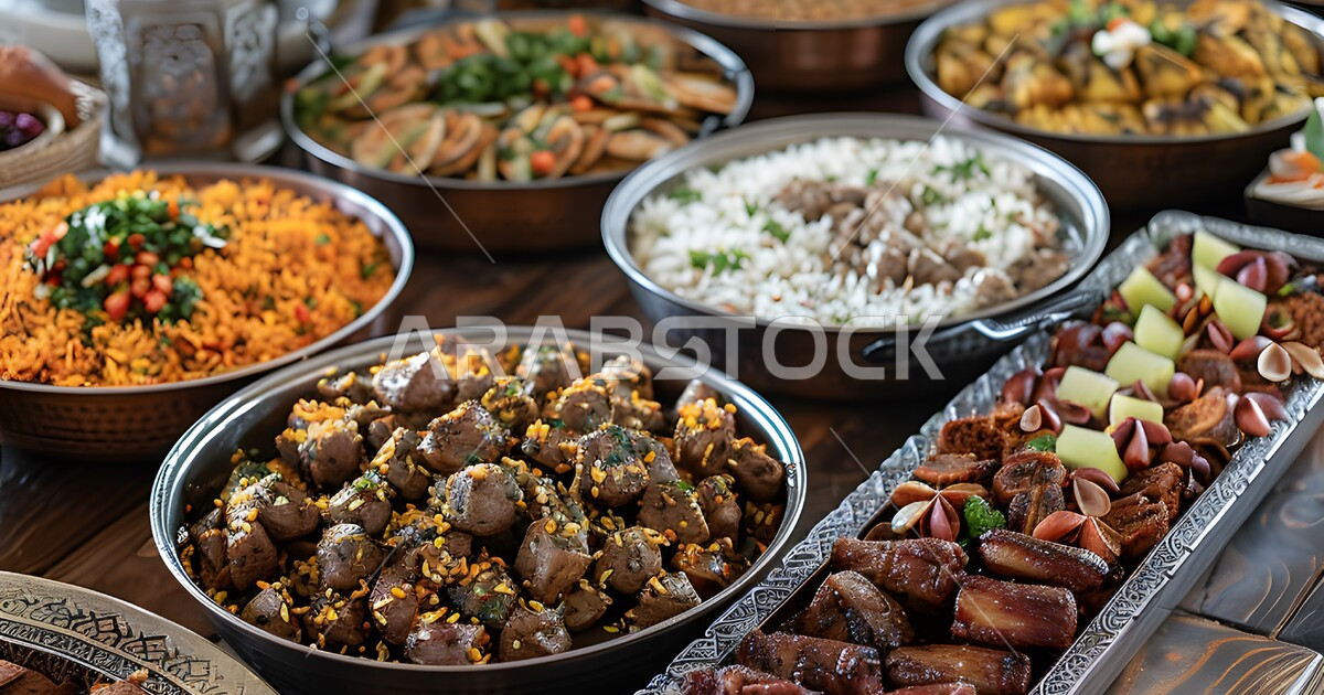 A table full of delicious popular dishes, famous traditional food and ...