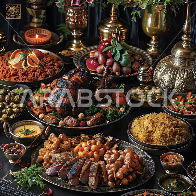 Traditional Arabic food and dishes, protein-rich meals, delicious ...