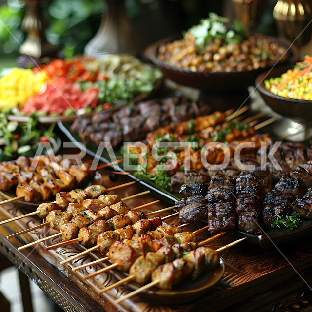 Traditional Arabic food and dishes, protein-rich meals, delicious ...