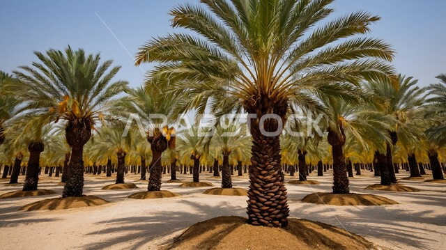 Palm trees in agricultural lands and fields, agricultural heritage in ...