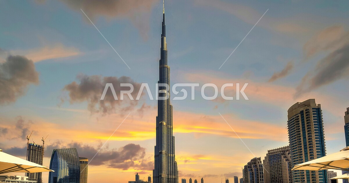 Architectural engineering art of Burj Khalifa in the United Arab ...