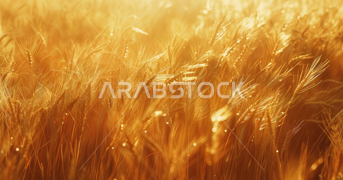 National agricultural crops, golden ears of wheat shining in the sun ...