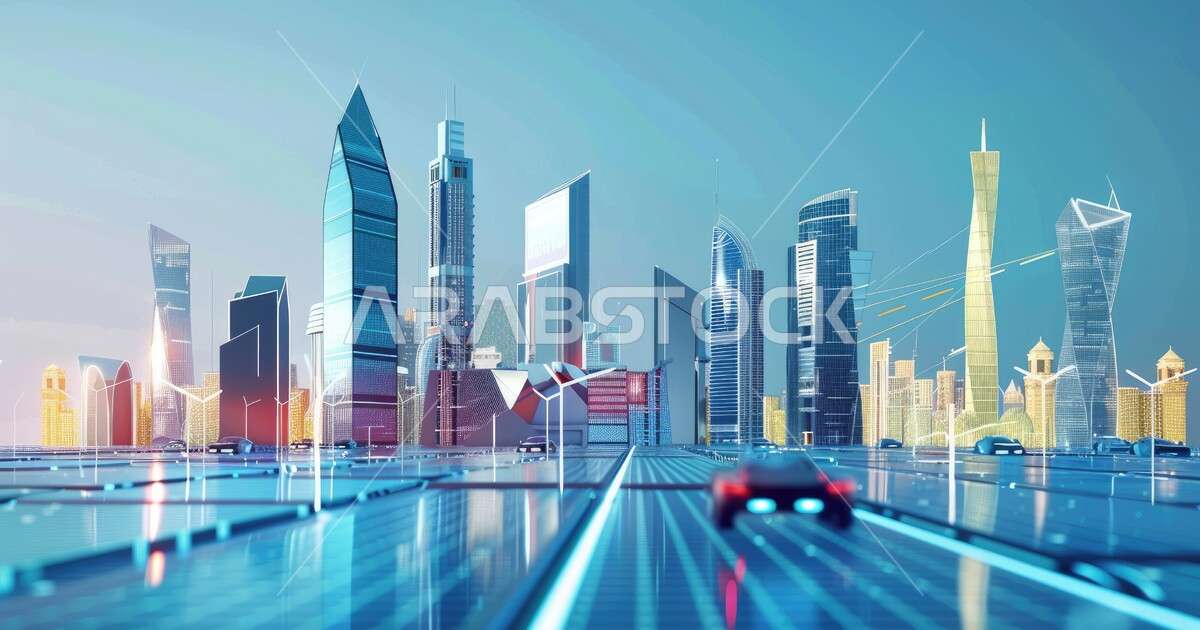 Concept of infrastructure development and improvement, futuristic ...