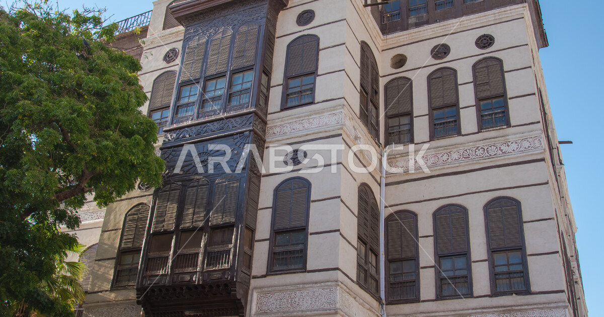 Old-style architecture, the old historic Beit Nassif Palace in Jeddah ...