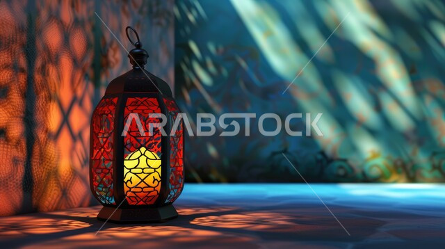 Traditional Arabic lights and lamps, illuminated metal decorative ...