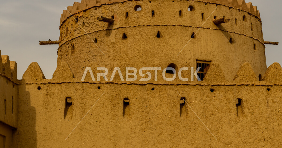 Old style architecture, Al Ain Tower in Abu Dhabi, famous tourist ...
