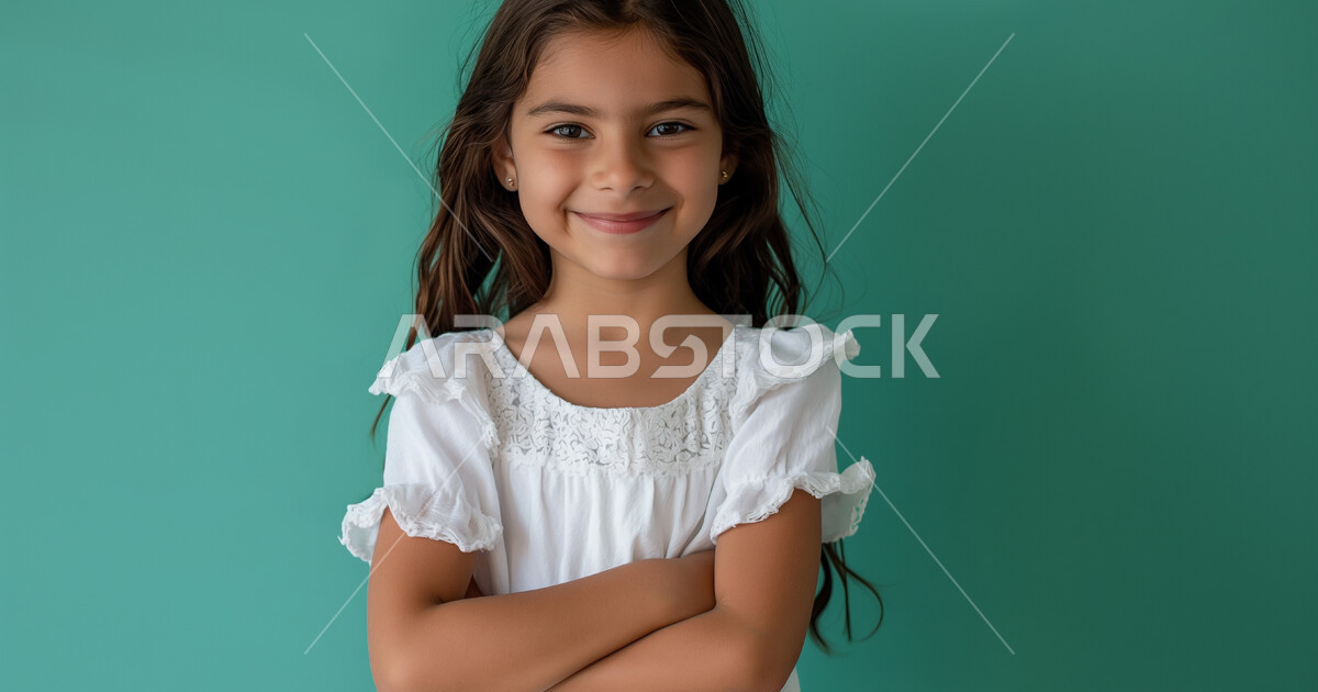 Standing straight with arms crossed with self-confidence expression ...