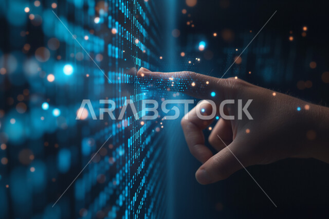 3D holographic elements and symbols, technological progress and growth ...