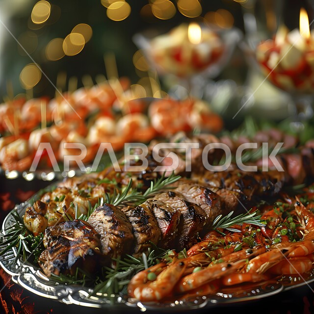 Traditional Arabic food and dishes, protein-rich meals, delicious ...