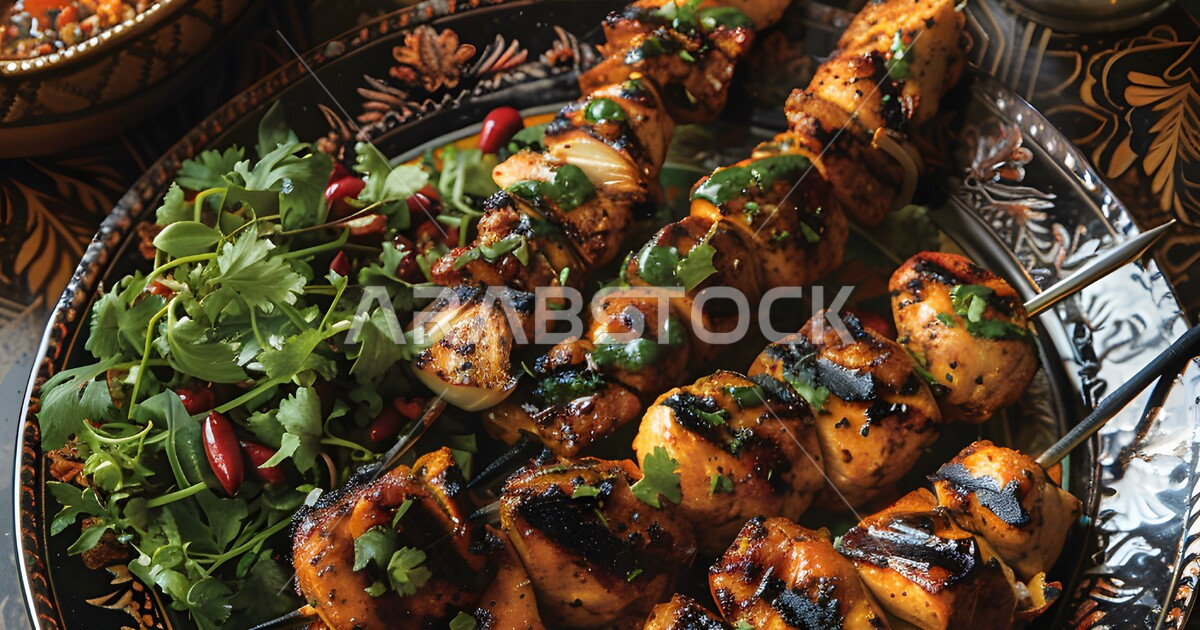 Traditional Arabic food and dishes, protein-rich meals, delicious ...