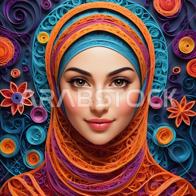 Women empowerment concept, origami model of a young woman celebrating International Women's Day ...