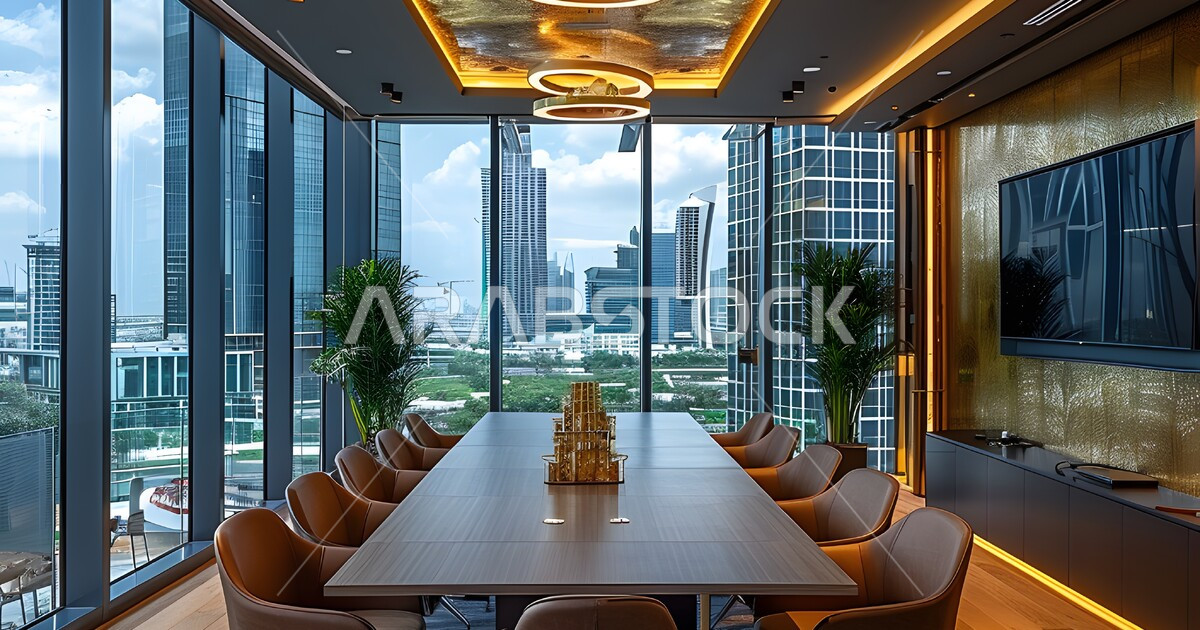 Windows and glass facades, office rooms with luxurious interior designs ...