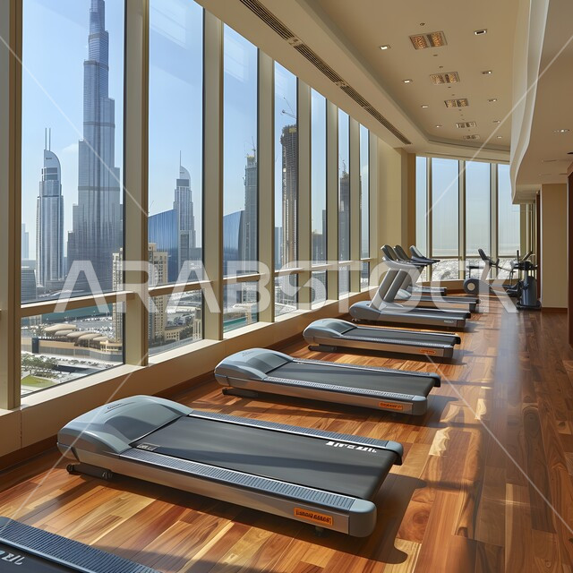 A high-end gym equipped with equipment and weights for many sports ...