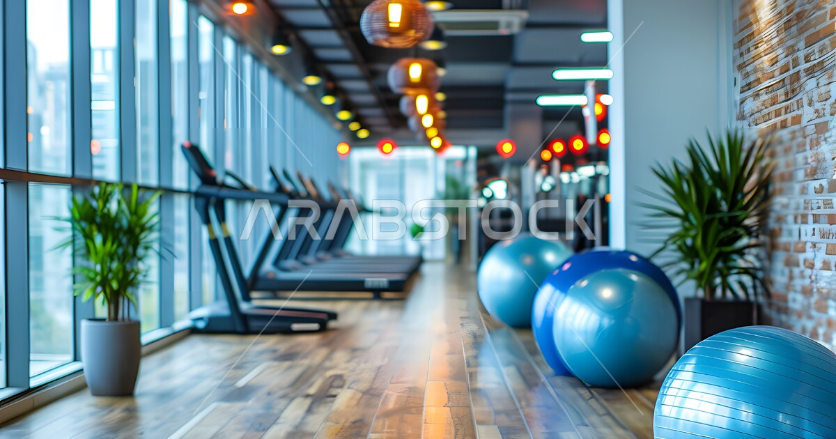 Weightlifting exercises in the iron hall, a high-end gym equipped with ...