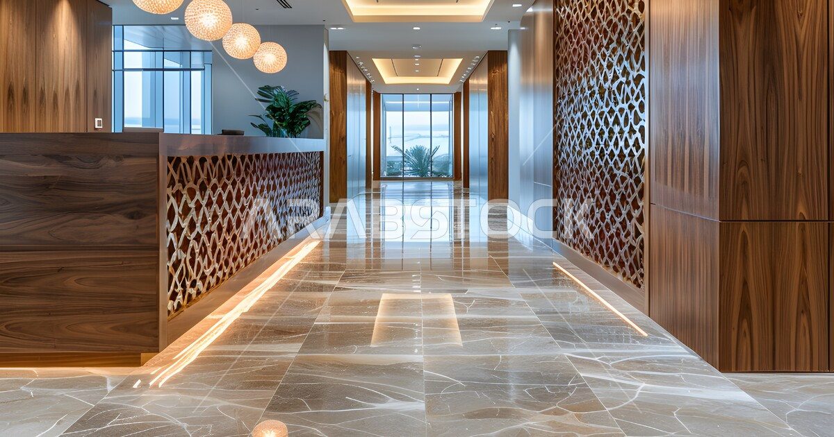 Reception counter in luxury centers and companies, interior decoration ...