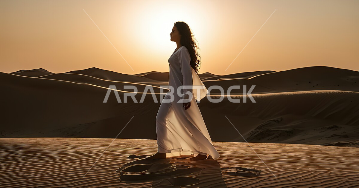 Leisure activities and trips on soft golden sand, side silhouette of a ...